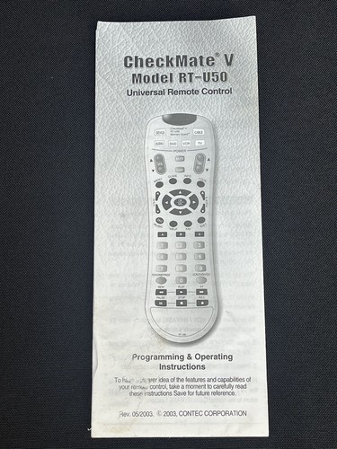 CheckMate V RT-U50 Universal Remote Control 5 Devices - User Guide | eBay
