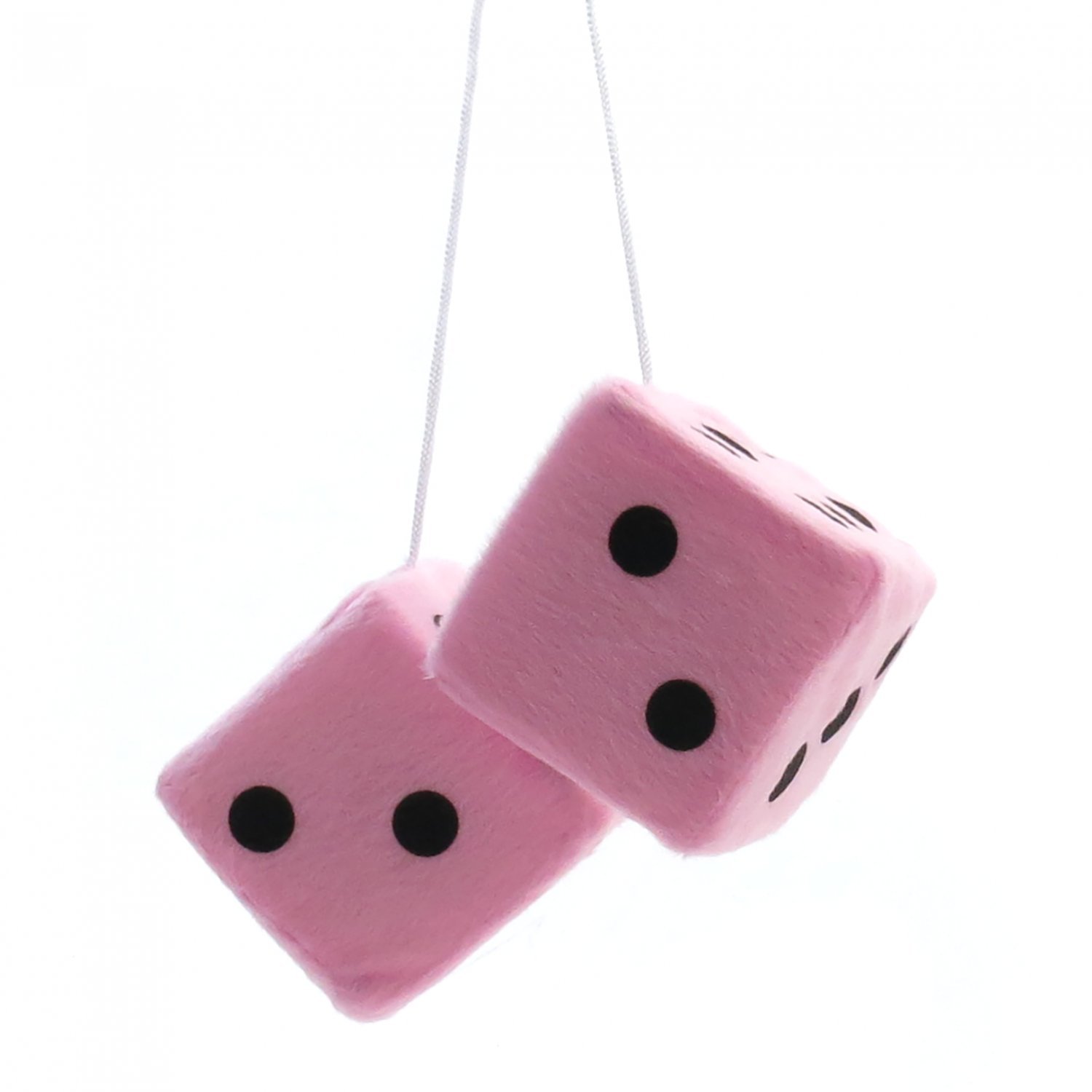 3" Light Pink Fuzzy Dice with Black Dots - Pair VPADICELPB vintage ...
