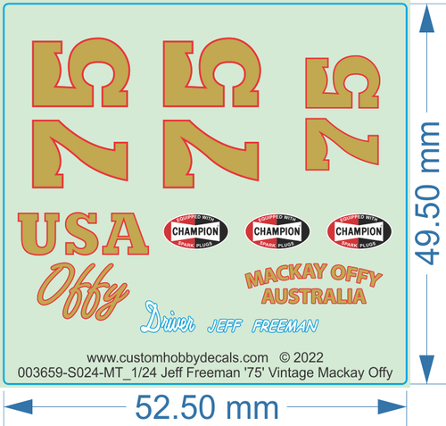 Jeff Freeman '75' Vintage Mackay Offy - Midget Speedcar - Water Decal ...