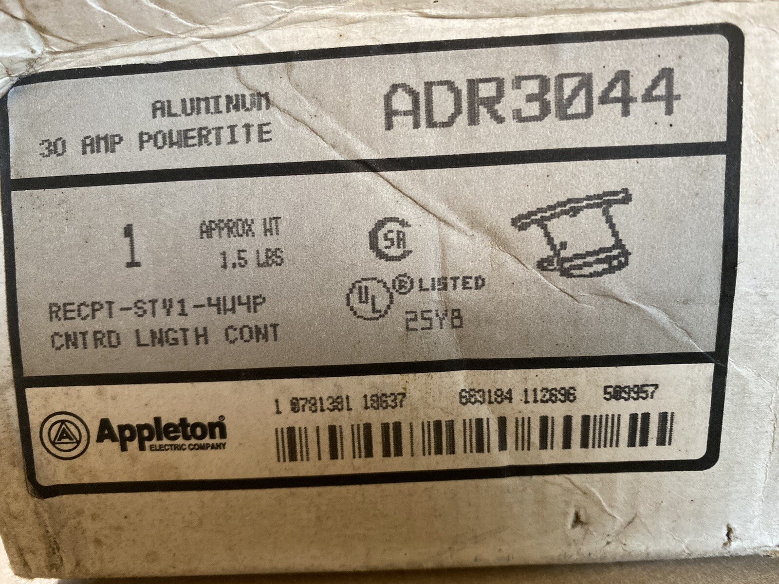 Appleton+Powertite+Receptacle+ADR3044+30+Amp+600+VAC+4p+4w for sale ...