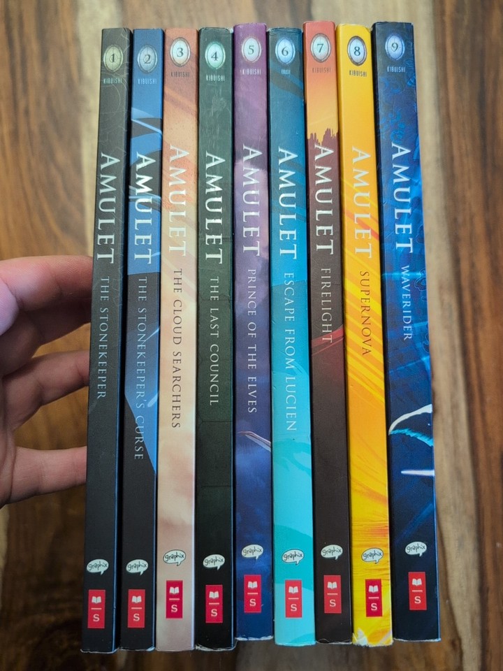 Lot 9 AMULET Books #1-9 Complete Series by Kazu Kibuishi Graphic Novels ...