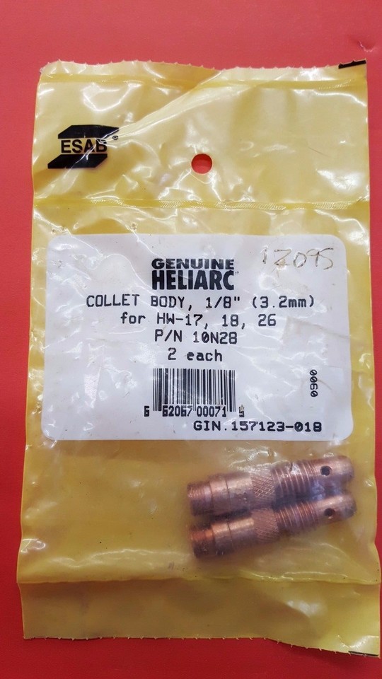 Genuine ESAB Heliarc TIG Collet Body HW-17 HW-18 HW-26 | Various Sizes ...