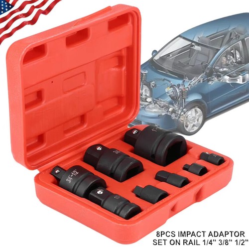 8Pcs Impact Socket Reducer Adapter Set Convertor Adaptors 1/4" 3/8" 1/2 ...