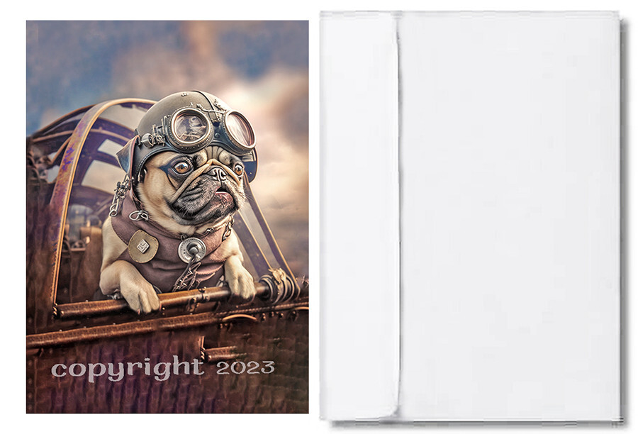 Pug Dog WW2 Fighter Pilot Greeting Card hand-crafted | eBay
