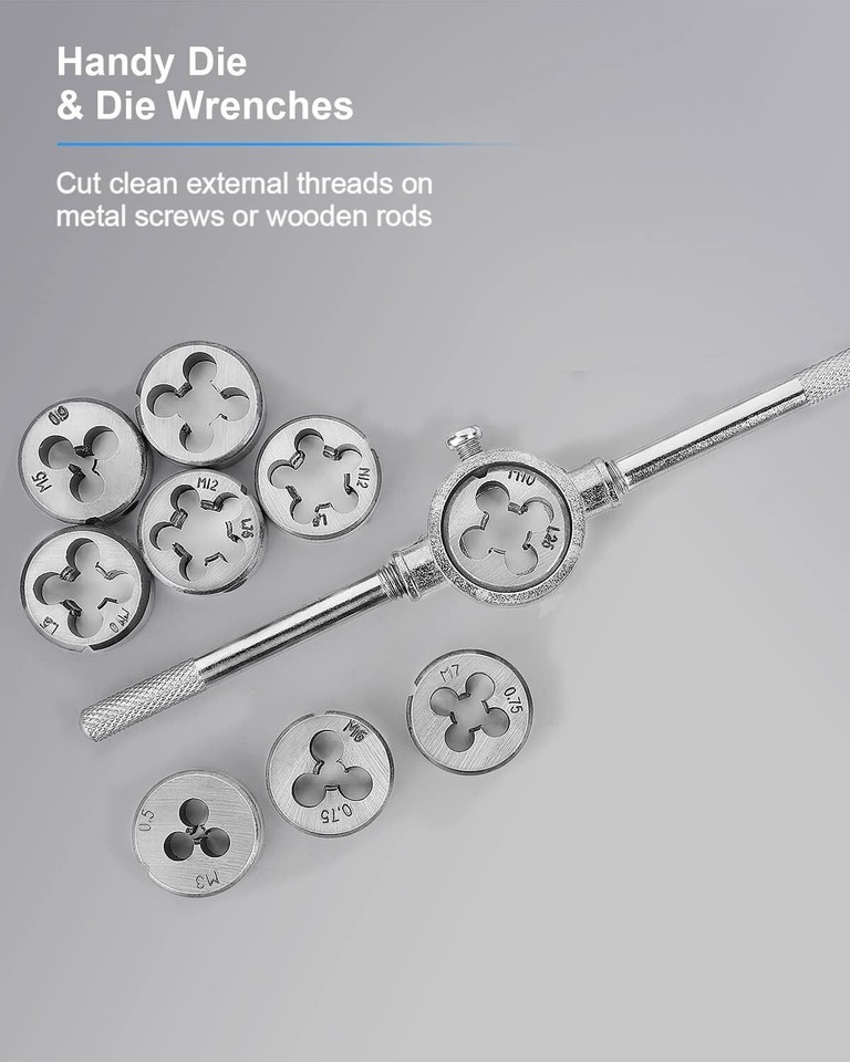 110 PCS Metric Tap and Die Set, M2-M18 Rethreading Kit for Making Screw ...