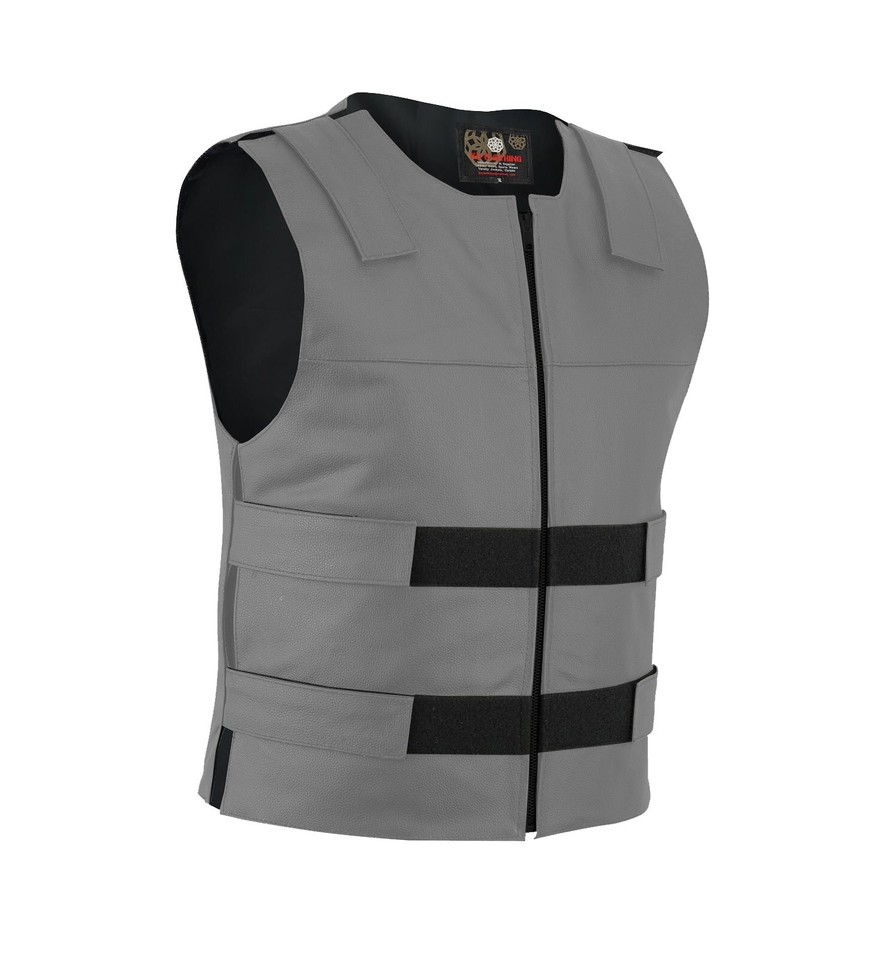 Men's Bullet Proof Style Leather Motorcycle Vest Bikers Tactical SWAT ...