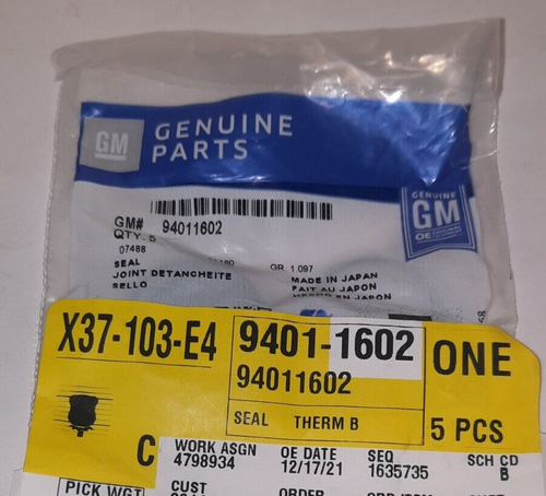 GM #94011602 LOT OF 5 THERMOSTAT BYPASS PIPE SEAL/O-RINGS (2001-2016 GM ...