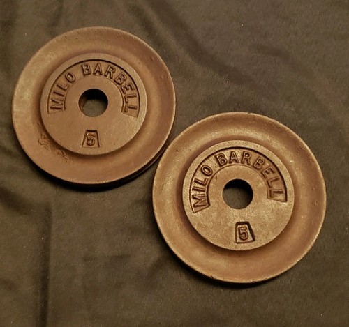 Vintage Pair of 5Lb Milo Barbell Weight Plates Standard Size Not York ...