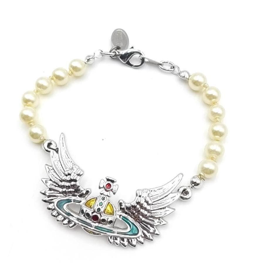 Vivienne Westwood BETH Wing Orb Bracelet Silver color 17cm with storage ...