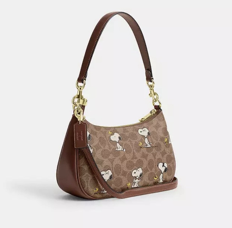 Peanuts x Coach Outlet Teri Shoulder Bag Signature Canvas Snoopy Print ...