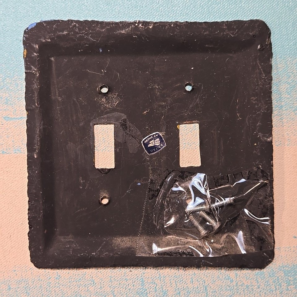 Handpainted Mexican Tin Doubl Toggle Switch Plate Folk Art Armadillo ...