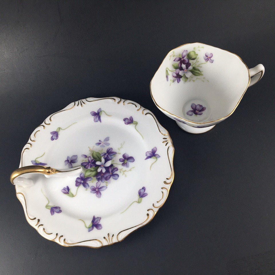 Vintage Handpainted Rossetti Spring Violets Lemon Plate & Tea Cup ...