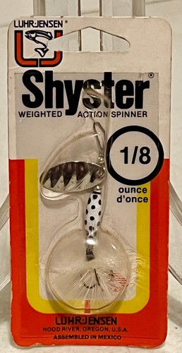 Vintage LUHR JENSEN 1/8oz Shyster Spinner Lures WHITE W/ BLACK DOT ...