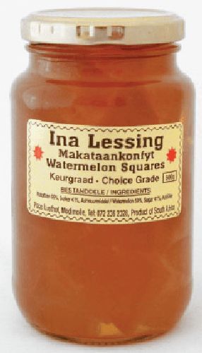 Ina Lessing - Jam - Water Melon Squares (Makataankonfyt) - 410ml Jar | eBay