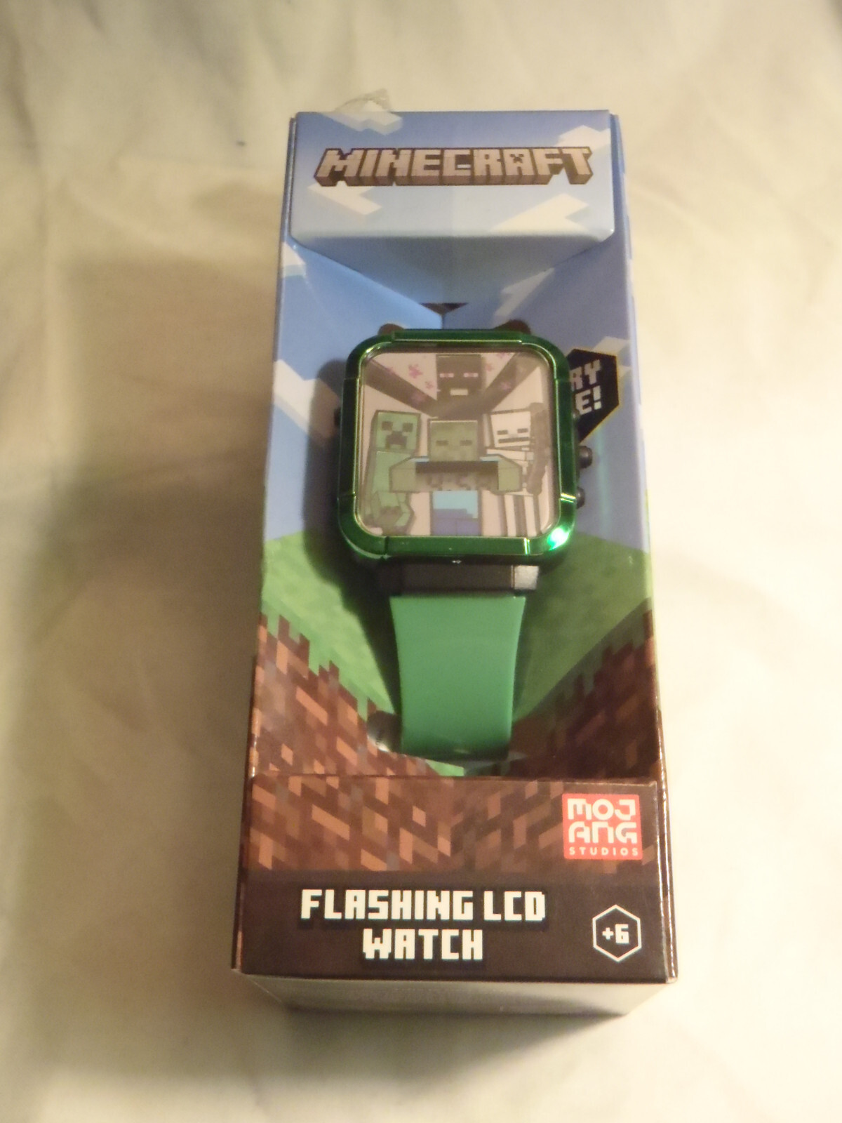 Minecraft Kids Child Unisex LCD Wristwatch Rectangular Dial with Green ...