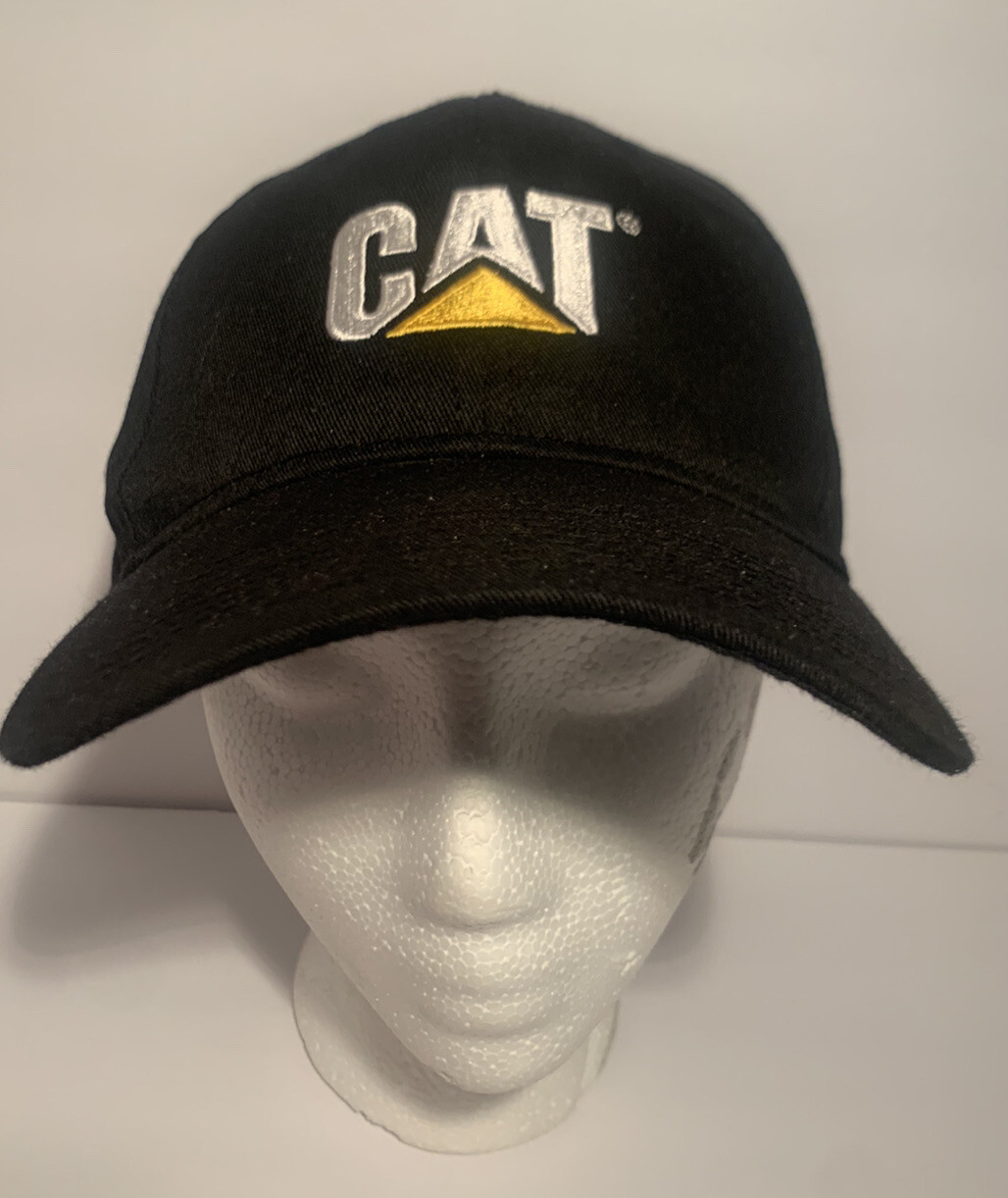 Caterpillar Ball Cap Hat black Cat logo fabric strap w/ buckle closure ...