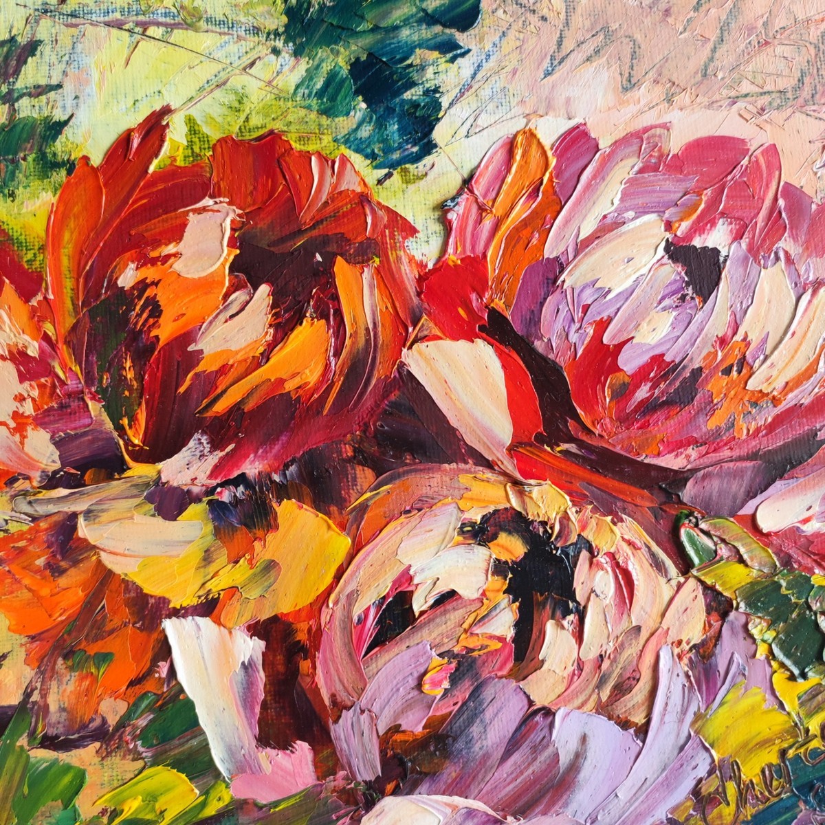 Abstract Peony Painting