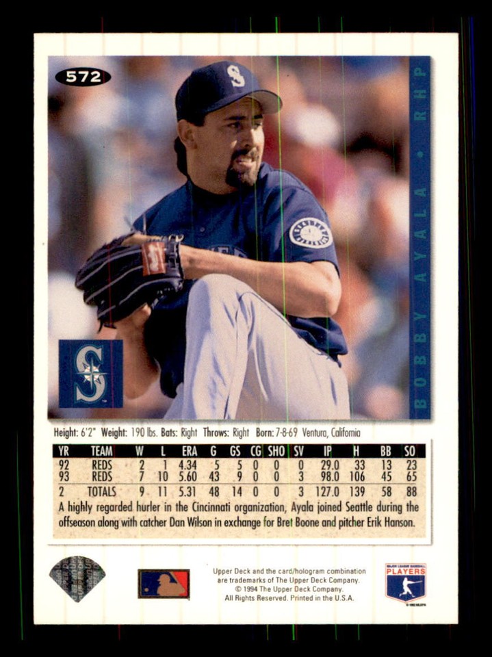 1994 Baseball Upper Deck CC Bobby Ayala Seattle Mariners #572 | eBay