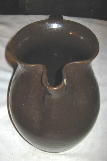 LG. ANTIQUE AMERICAN FOLK ART PRIMITIVE COUNTRY FARM STONEWARE PITCHER ...