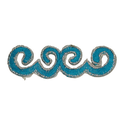Blue Silver Embroidered Iron On Applique Scroll Motif Patch Small ...