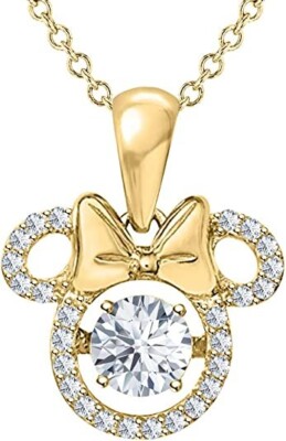 1Ct Simulated Diamond Minnie Mouse Face Cartoon Pendant 14K Yellow Gold ...