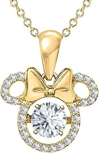 1Ct Simulated Diamond Minnie Mouse Face Cartoon Pendant 14K Yellow Gold ...