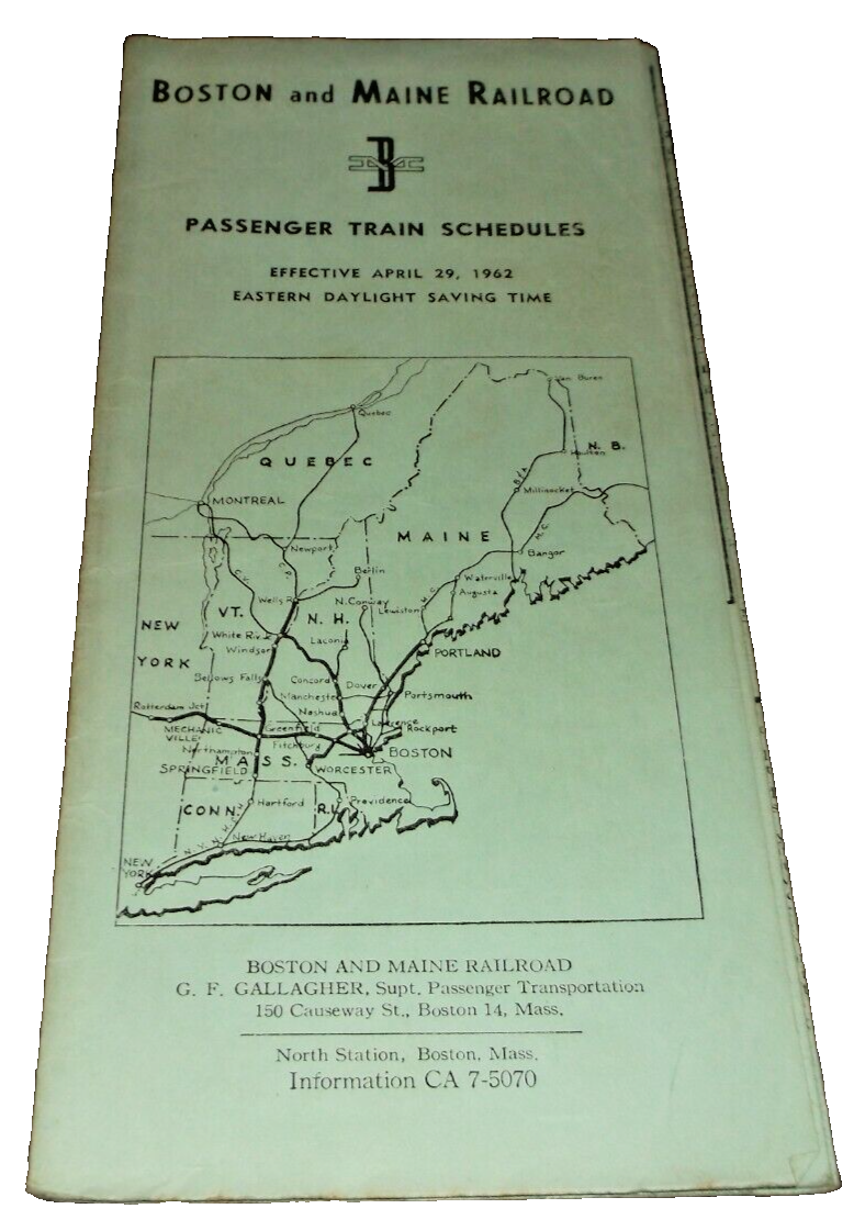 APRIL 1962 BOSTON & MAINE RAILROAD B&M FORM C PUBLIC TIMETABLE | eBay