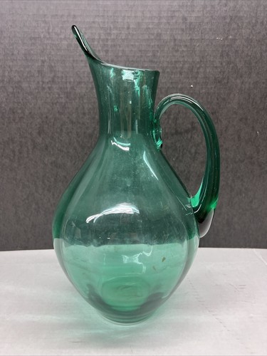 Blenko Green Optic Glass Pitcher 991 Winslow Anderson 14” ” vintage MCM ...