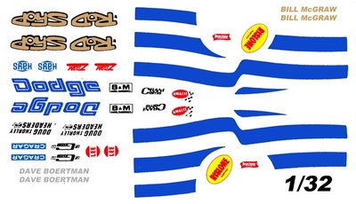 ROD SHOP DODGE Dave Boertman - Bill McGraw Blue Drag 1/32nd Slot Car ...