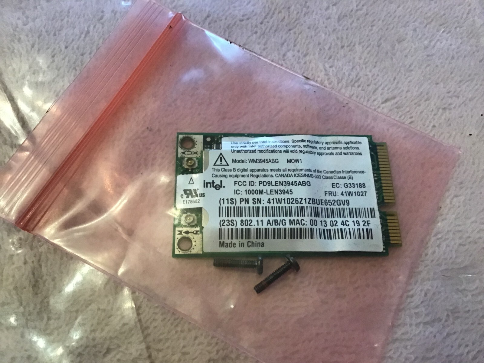 Lenovo Thinkpad Wireless WiFi Card T60P W/SCREWS | eBay