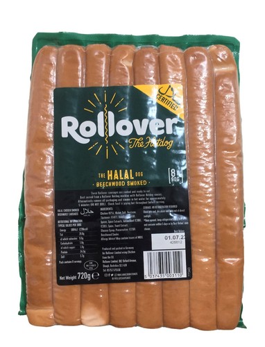 Rollover Halal Chicken Smoked Bockwurst Hot Dog Sausages 8x90g 720g ...
