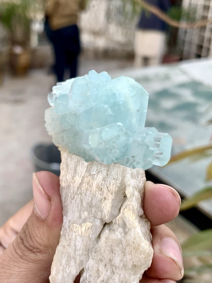 Top Grade Bunch Of Aquamarine Sky Blue Crystals On Matrix From Skardu ...