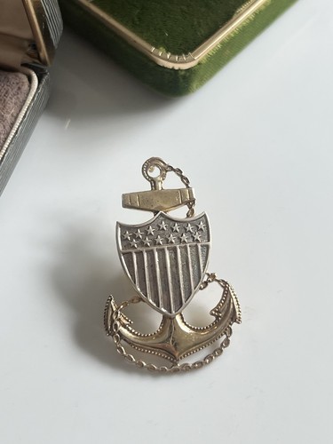 WWII USCG CPO Overseas Cap size Badge in Sterling by GEMSCO- A.G.O G-2 ...