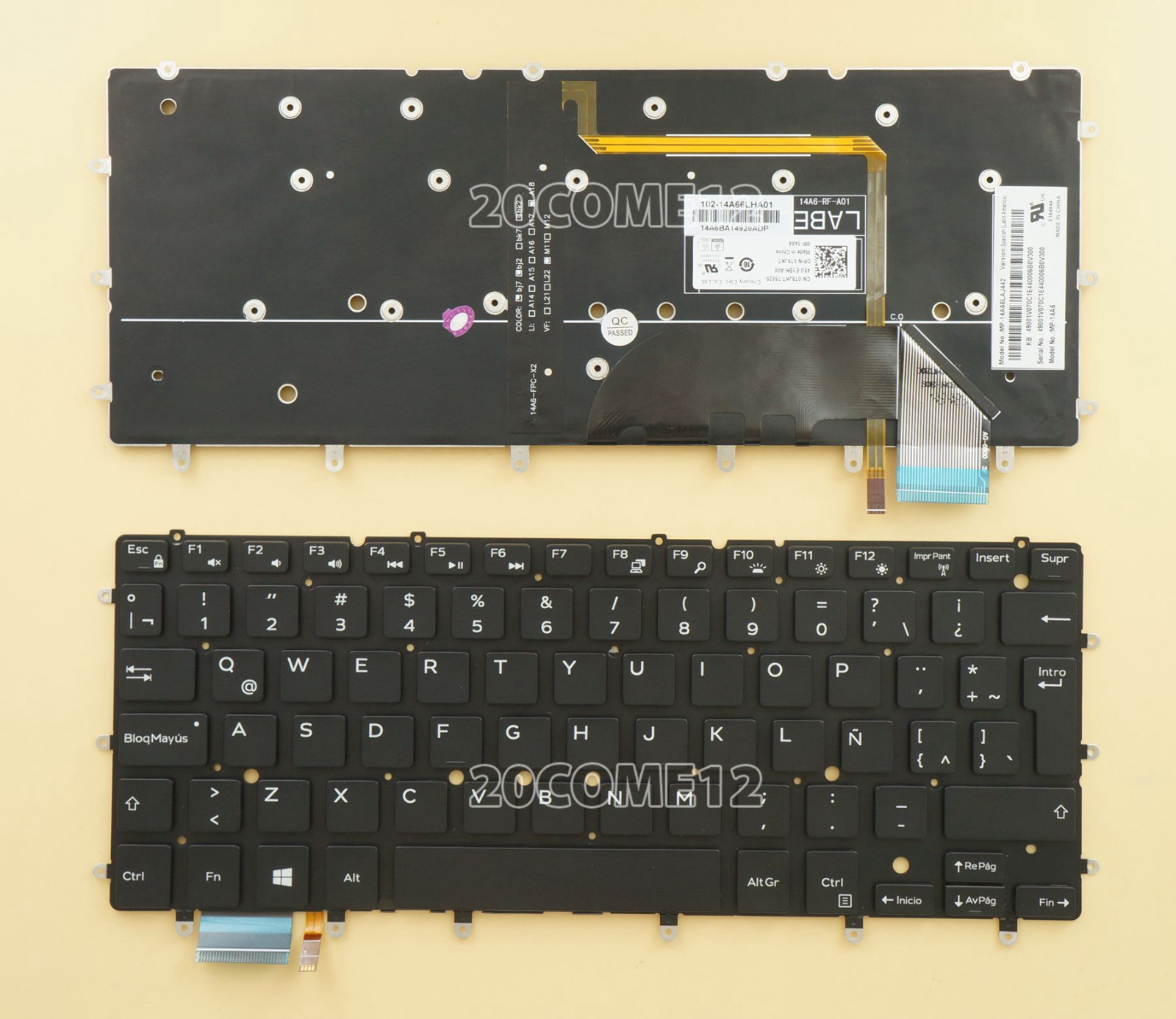 New For DELL Inspiron 7352 7353 7359 Keyboard Backlit Latin Spanish ...