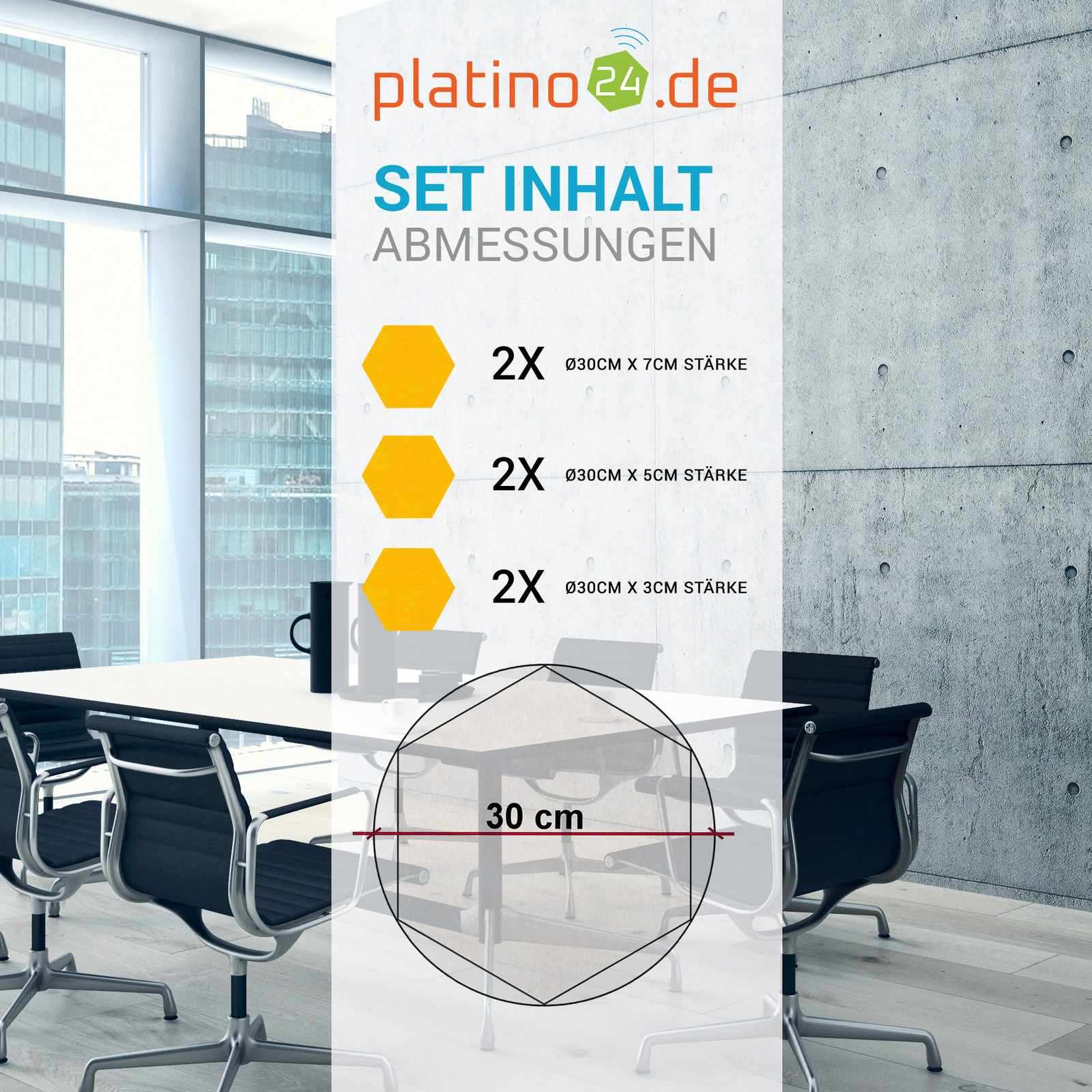 Basotect ® G+ Absorber 6 Akustik Elemente Honeycomb SONNENGELB / 3D-Set ...