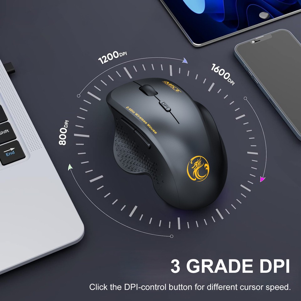 2.4GHz Wireless Optical Mice PC Gaming Mouse 6 Buttons & USB Receiver ...