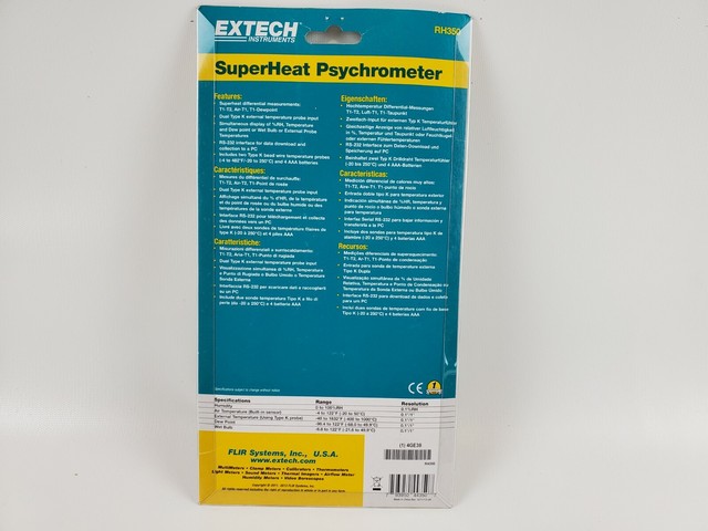 Extech RH350 Psychrometer With 2 Type K Remote Temperature Probes for ...