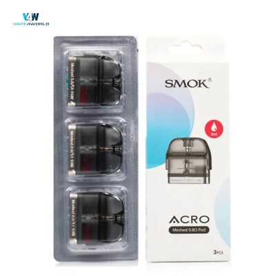 Smok Acro pods 0.8ohm Meshed Pack Of 3 Replacement Pods For Smok ACRO ...