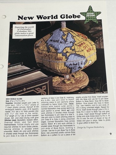 New World Globe Leisure Arts Plastic Canvas Pattern | eBay
