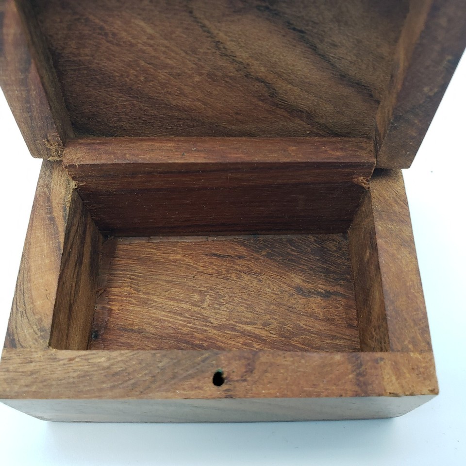 Wood Marquetry Trinket Keepsake Box Hinged Lid Checkerboard Small | eBay