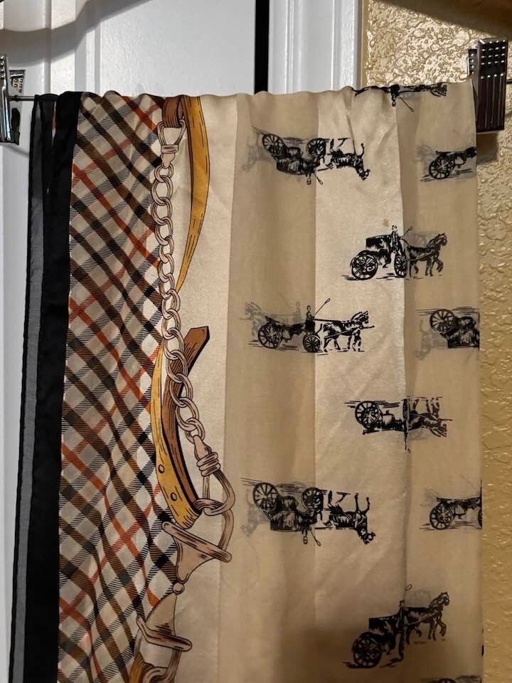 DAKS London Vintage Rectangle Horse and Carriage Themed Silk Scarf | eBay