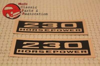 Chevy 230 Horsepower Black & Gold Valve Cover Decals Pair | eBay