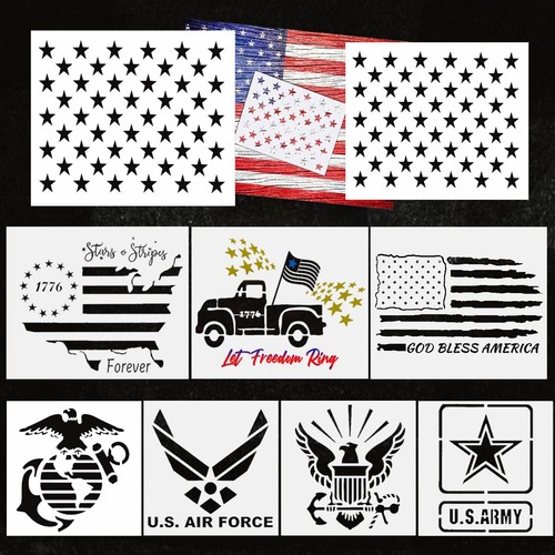 Patriotic Stencils | Large American Flag Stencil Set | USA Military ...