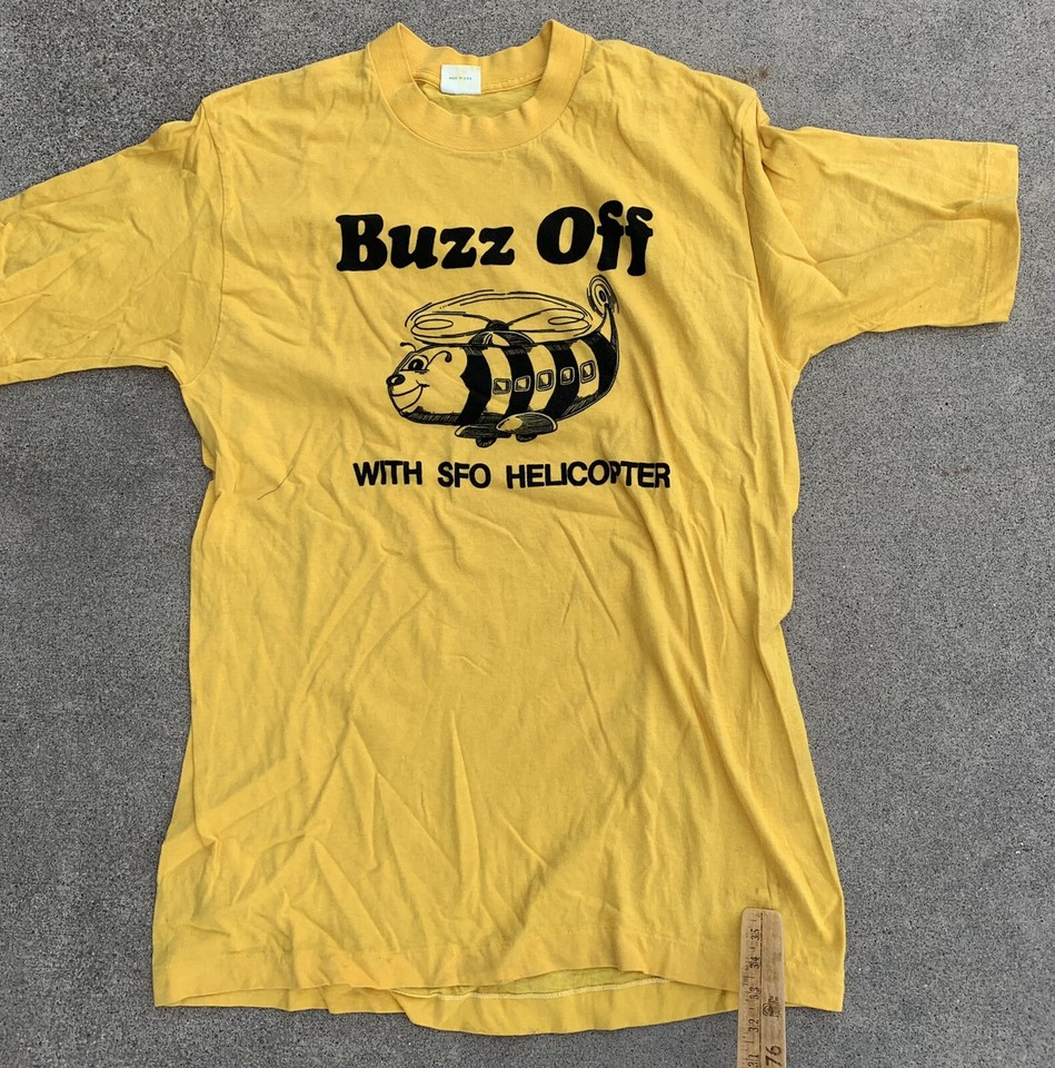 vintage Buzz Off With SFO Helicopter t shirt graphic tee single stitch ...