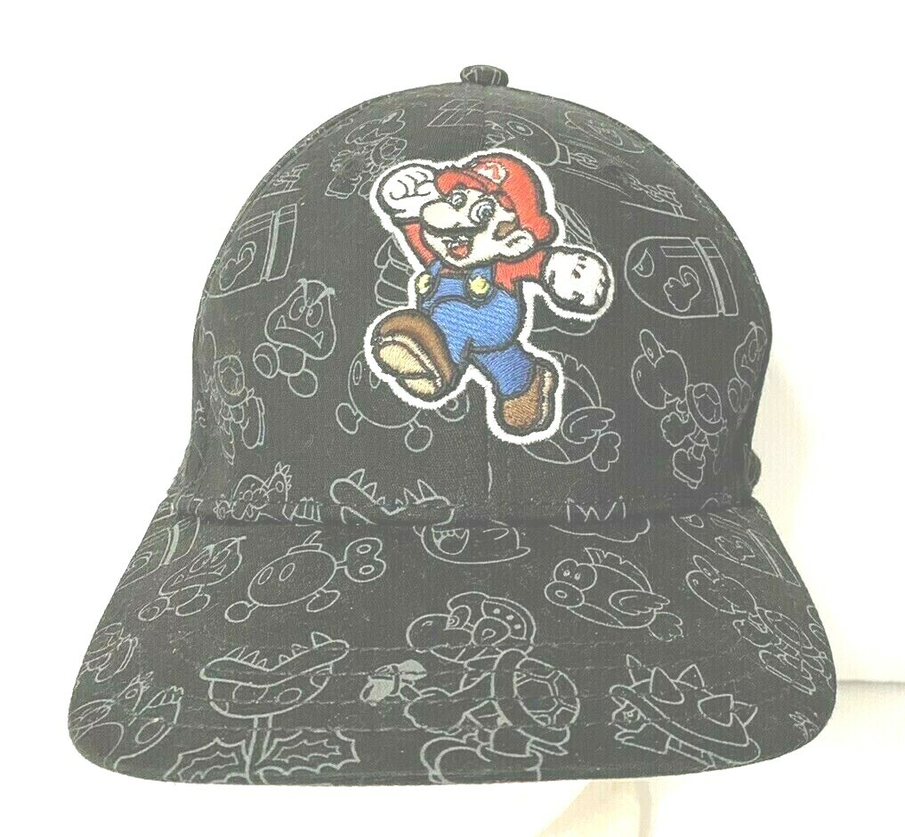 Nintendo Black Embroidered Super Mario Hat Cap with A… - Gem