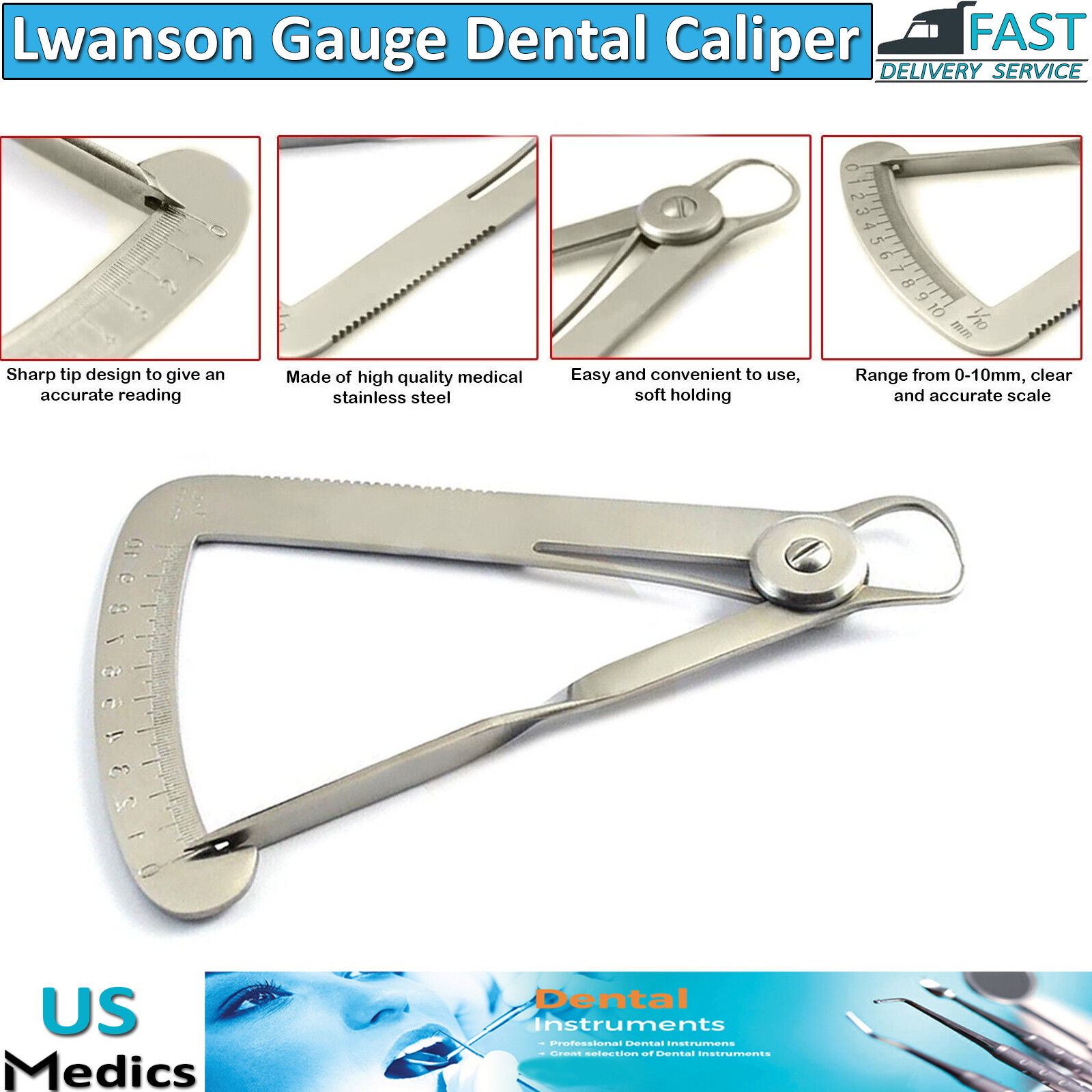 Dental Iwanson Gauge Caliper Measuring measure the thickness of metal ...