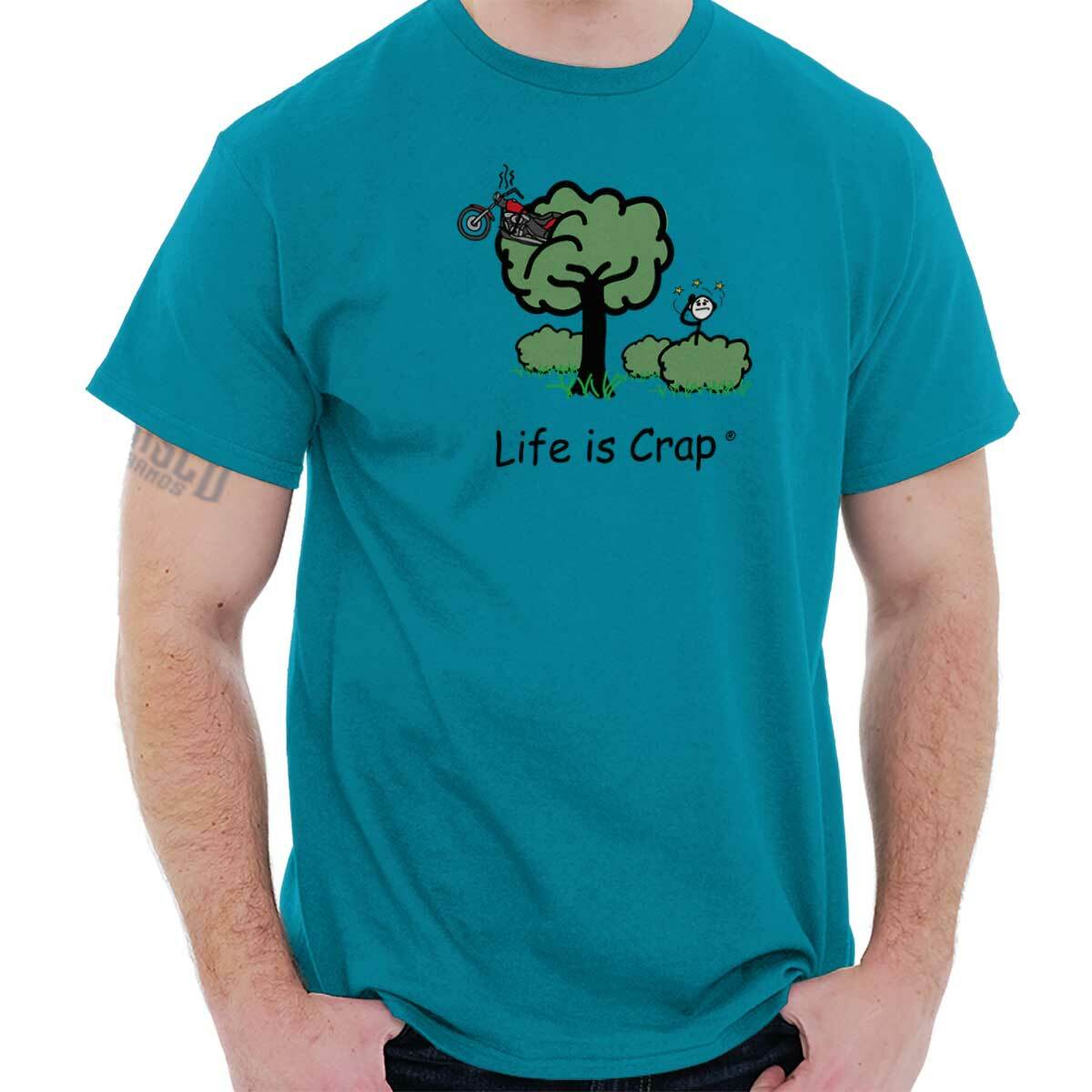 Life Is Crap Funny Motorcycle New Biker Gift Mens Casual Crewneck T ...