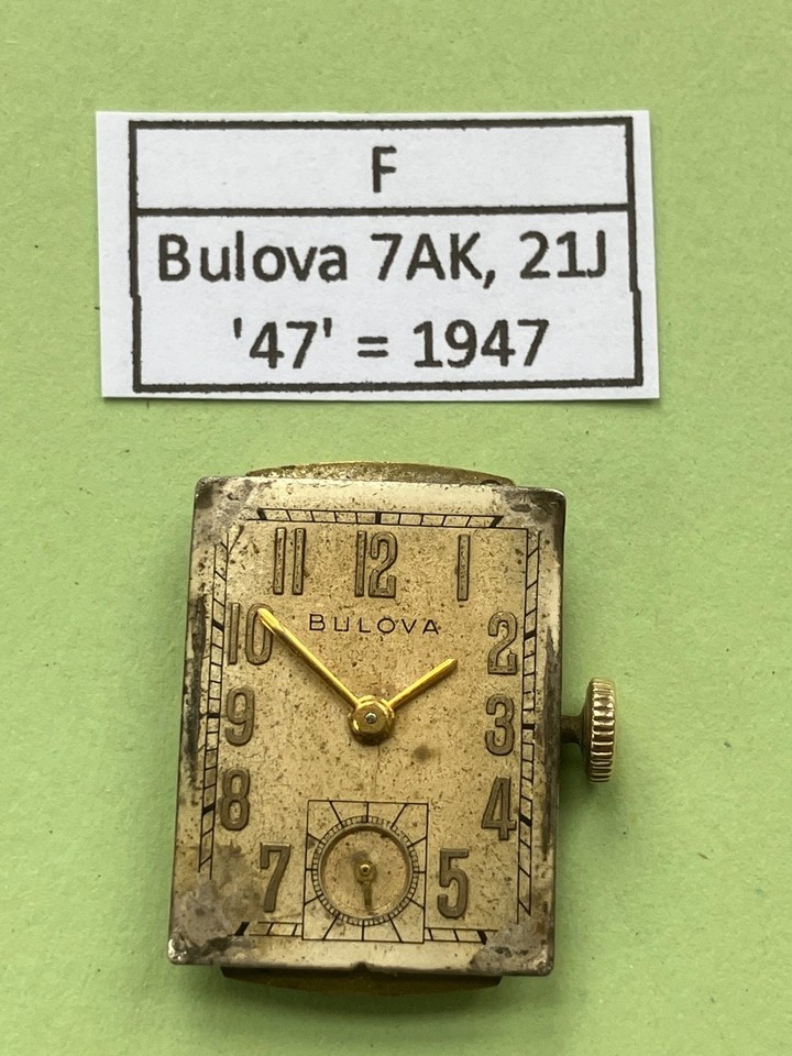 Vintage Bulova 7AA 7AK 7AP 8AE 8AH Mechanical Watch Movements (ref 1684 ...