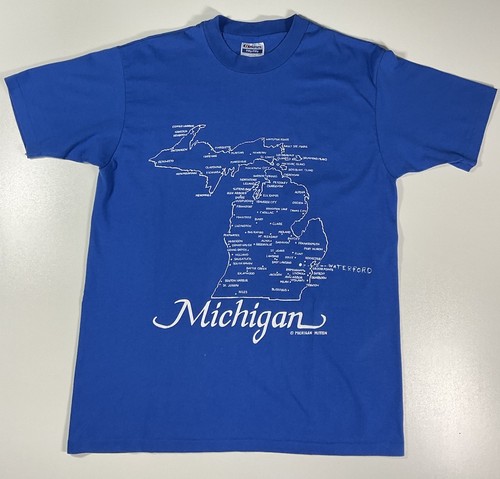 Vintage Michigan Mitten T Shirt Sz L Single Stitch USA Made Map ...