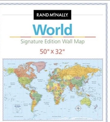 Rand McNally World “Signature Edition” Laminated Wall Map. 50”x32” New ...